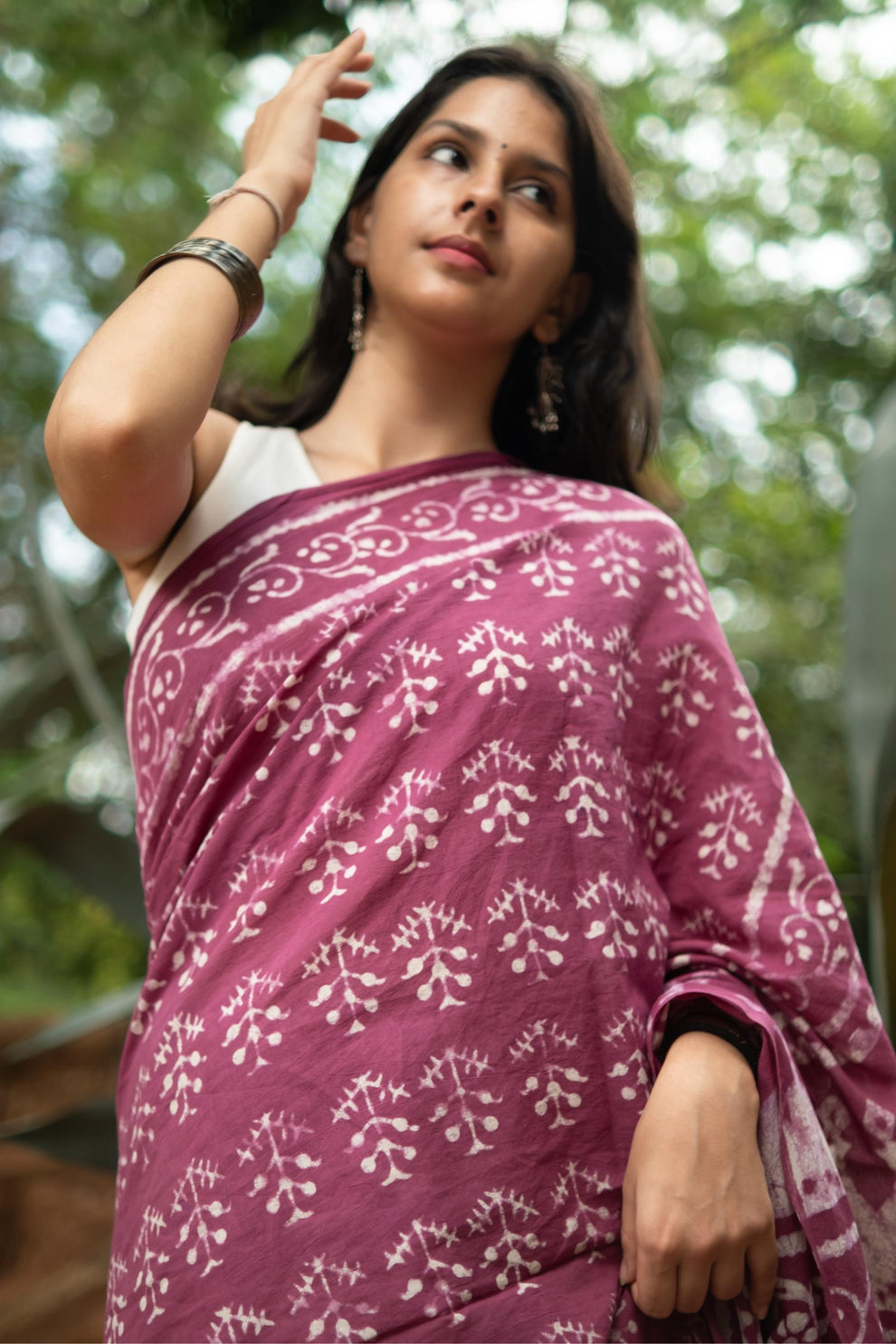 Azo free dyed Dabu cotton sarees - Gulal – Kaisori